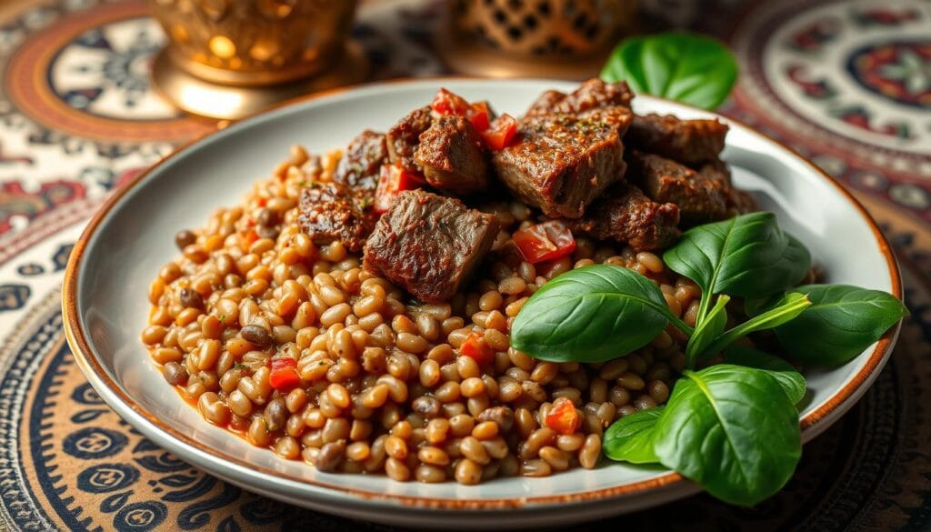 Delicious Lebonese Lamb Lentils Rice Spinach Recipe